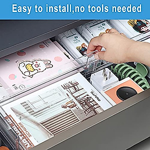 HSYP WOOD Adjustable Drawer Dividers for Clothing & Home Utensils-4 Pack of Clear Plastic Drawer Organizers, 3.2", Expandable 11-19". Ideal for Kitchen Organizers and Storage