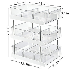 MANO 3 Tier Slide Out Under Sink Organizer with Pull Out Drawers Divided Under Cabinet Storage Shelf for Kithen Bathroom Countertop Organization