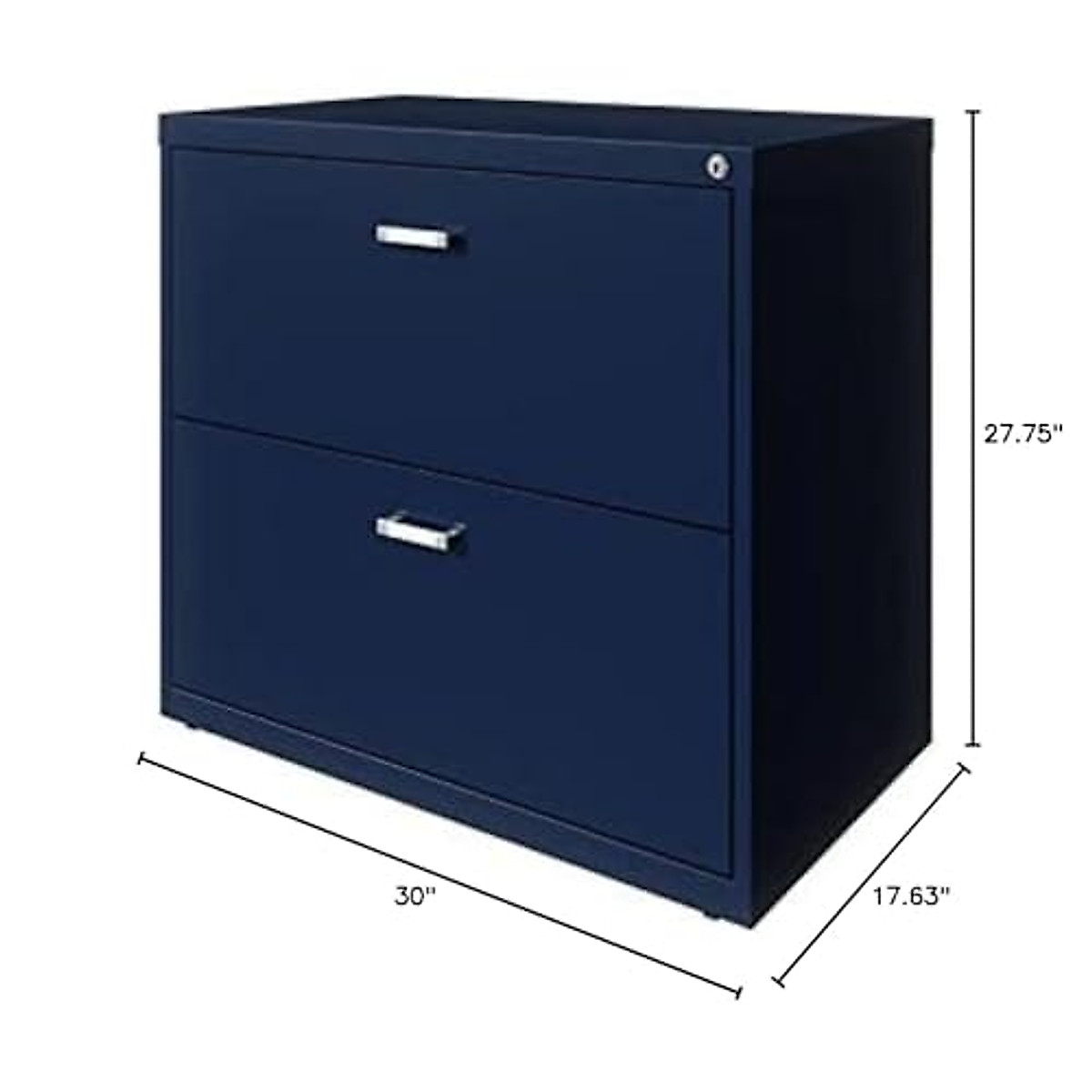 Hirsh 30 inch Wide Fully Assembled 2 Drawer Lateral File Cabinet for Home or Office, Navy