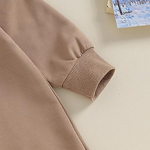 AEEMCEM Newborn Infant Baby Boy Girl Clothes Solid Color Long Sleeve Romper Jumpsuit Playsuit One Piece Bodysuit Fall Outfit (A-Light Brown, 6-12 Months)