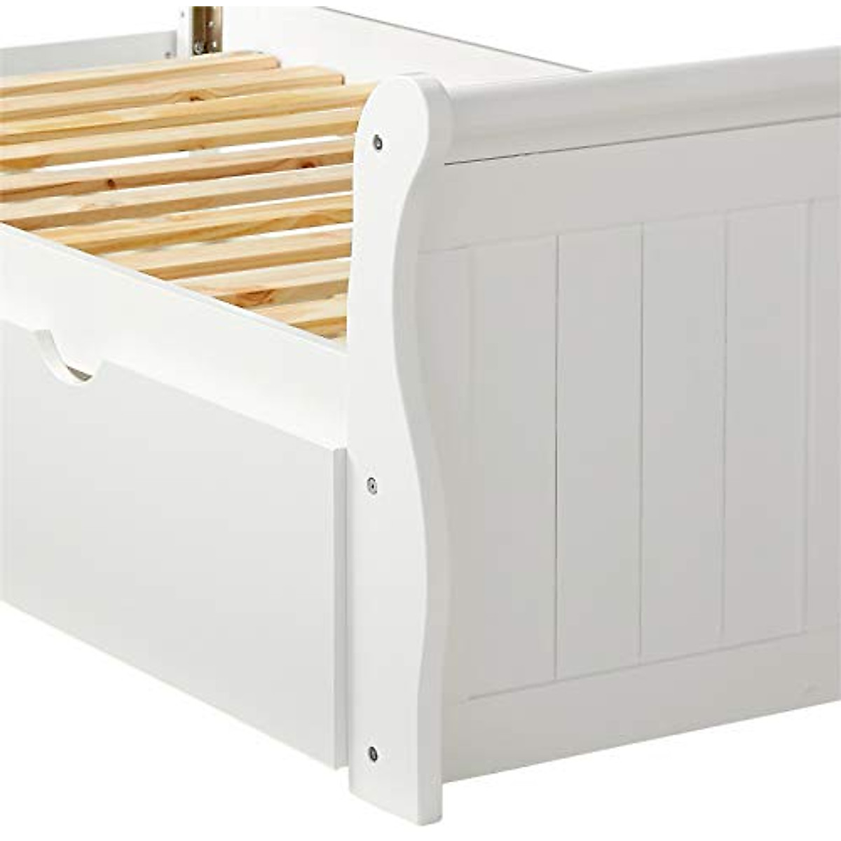 Donco Kids 325-TW_505-W Sleigh Bed with Dual Underbed Drawers, Twin, White