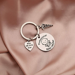 FOTAP Ob-GYN Gifts Best OB-GYN Ever Keychain Personalized OBGYN Gift Doctor Gift Thank You Gift for OBGYN (Baby Catcher Keychain)