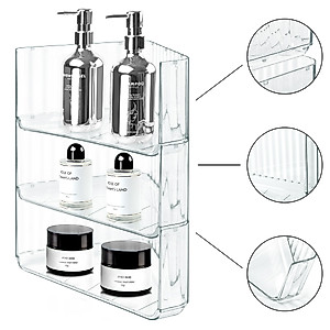 WSIGHT Skincare Organizer Shelf Stackable Corner Countertop Shelf Clear Plastic, 3 Pack Bathroom Kitchen Desktop Organizing Shelf