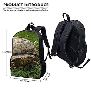 Parprinty Kids Funny Animal Tortoise Backpack for Boys Girls Comfy Padded Lightweight Sturdy Student School Backpack with Front Pocket Double Zipper 17 Inch Kids Basic Black Daypack Bookbag