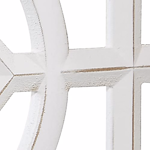 Deco 79 Wood Geometric Partition Room Divider Screen Hinged Foldable Partition 3 Panel Privacy Screen with Intricately Carved Designs, Room Partition 54" x 1" x 72", White