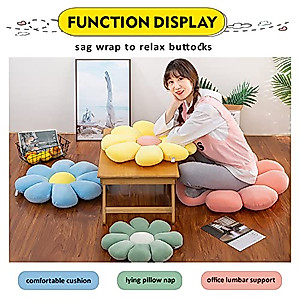 IBUYPADS Flower Pillow Flower Floor Pillow Cute Pillows Aesthetic Daisy Pillow Flower Floor Pillow Seating Cushion Flower Pillow Indie Flower Shaped Pillow (Green-S)