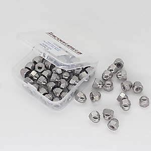 50pcs 10#-24 Acorn Cap Nuts, INCONTESTA 304 Stainless Steel Hex Acorn Cap Nut, Decorative Round Head Cover Dome Nuts