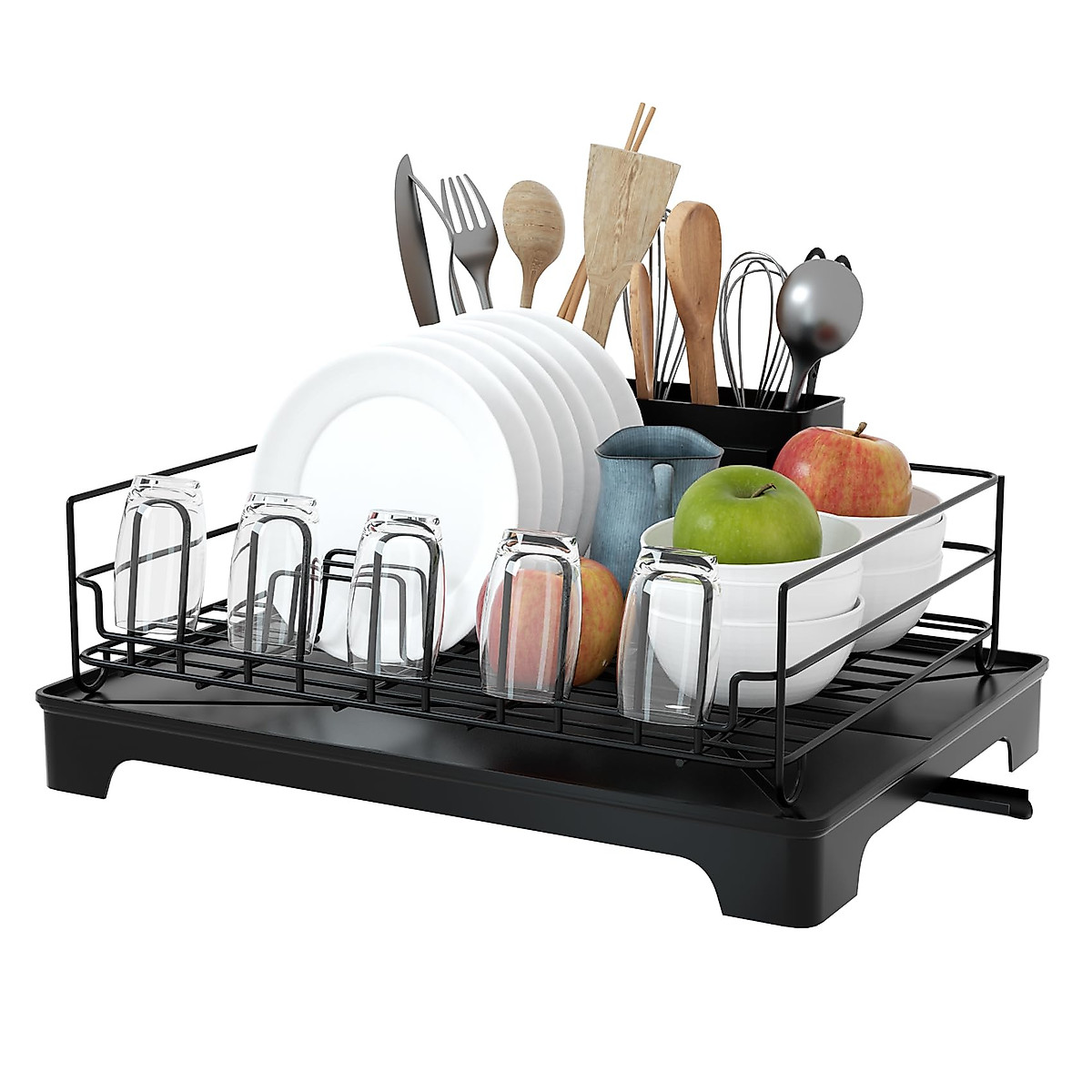 Dish Drying Rack, Space-Saving Dish Rack, Single Layer Cup Holder Dish Racks For Kitchen Counter, Drying Rack For Kitchen Sink, Collection Dish Drainer Board Utensil Holder Kitchen Dish Drying Rack