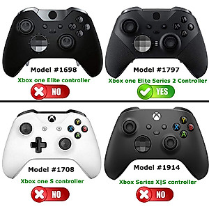 Deal4GO 2-Pack Short Concave Magnetic Analog Thumbstick Set Replacement for Xbox One Elite 2 Controller Standard Thumb Sticks Black (NOT FIT Elite 1698)