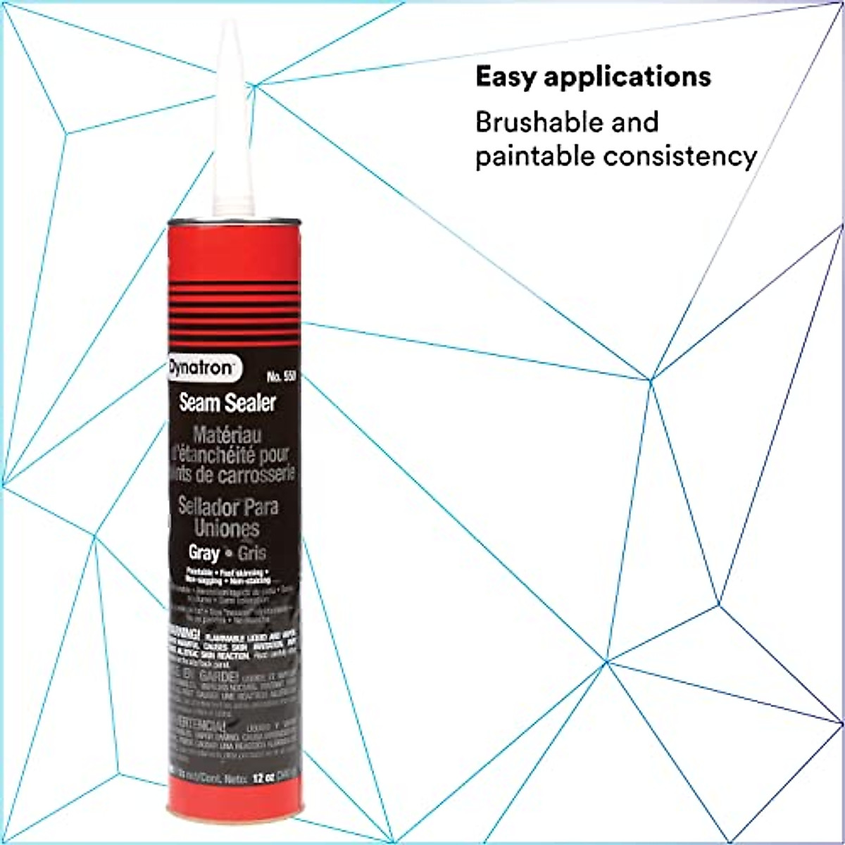 3M Dynatron Auto Seam Sealer Caulk, 550, Grey Color, Permanently Elastic, Fast-Skinning, Non-Staining, Non-Sagging, 12 oz