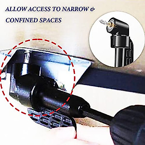 Right Angle Drill Attachment 105 Degree Impact Driver Right Angle Drill Adapter Power Angled Screwdriver Drill Bit Extension Drill Bit Holder for Tight Space Long & Short- BLK