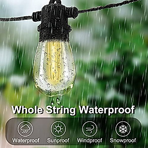 Jerritte 30ft Outdoor String Lights, LED String Lights 8 Bulbs, Upgrade 2700K Warm White Light Ambience Patio Lights for Outside