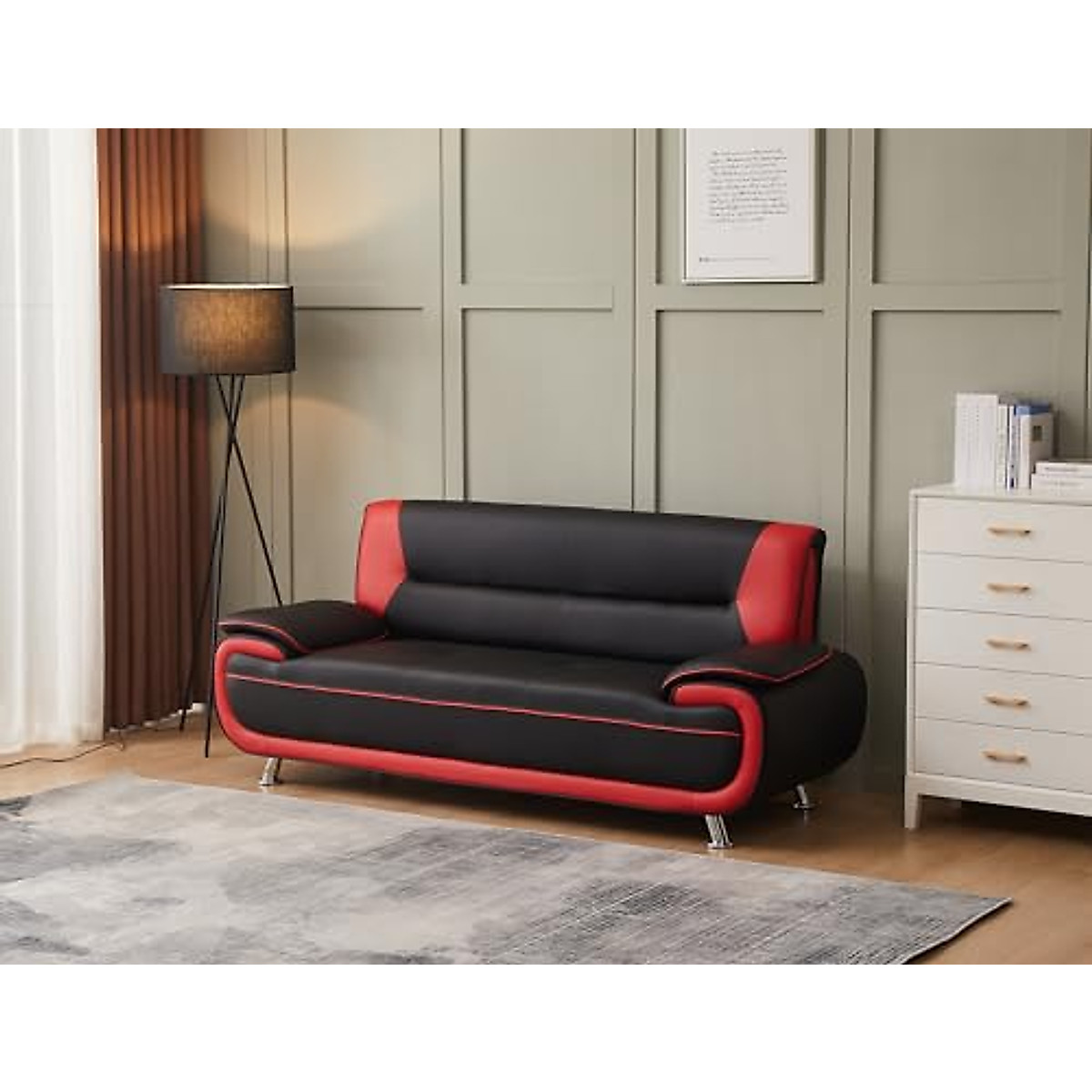 Kingway Inc Sofas, 3 Seat, Black&Red