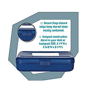 1InTheOffice Pencil Box, Translucent Blue, Plastic School Pencil Boxes, 4 Pack