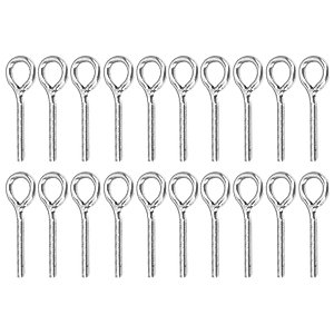 20pcs M4 Eye bolts Stainless Steel hoop Bolts Hine Welded Closed Screw Rod Eye Bolts Screw in for Fixed Tent Lifting and Securing Cables Wires , Eye Screws for Wood , Screw Eye Hooks longer Shank