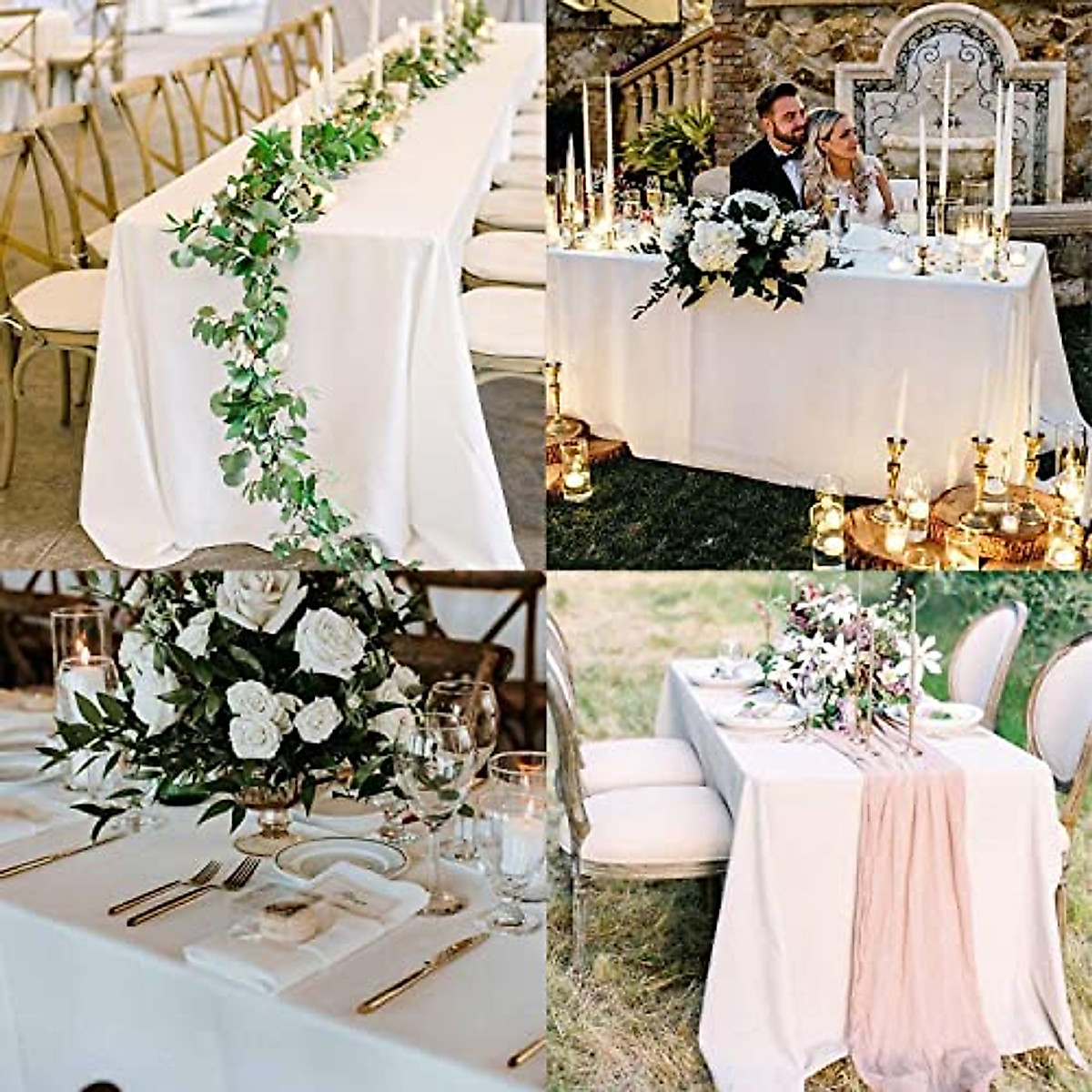 Yabool White Table Cloth Rectangle,Polyester Table Cloth, Wrinkle Resistant Washable Polyester Table Cover for Wedding Dining Table Buffet Parties and Camping. (White, 60 x 102 Inch 6Pack)