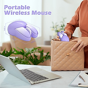 KNOWSQT Bunny Wireless Mouse Purple, 2.4G Silent Rabbit Mice with USB Receiver - for Windows Laptop PC Computer Desktop Gaming