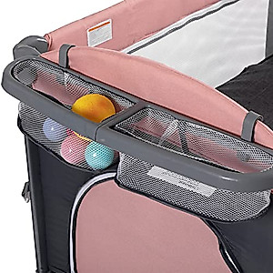 5 in 1 Baby Crib,Bedside Sleeper, Baby Bassinet, Bedside Cribs with Mattress, Foldable Baby Playard, Portable Travel Crib for Girl Boy Infant Newborn (Pink)