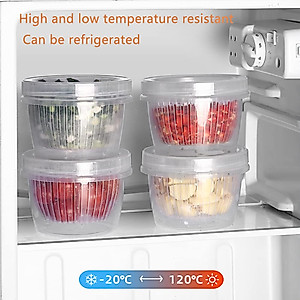 UtySty 4 Pack Onion Keeper Onion Saver Storage Container 2 Layer with Strainer Odor-Free 0.5L Holder Organizer for Refrigerator Chopped Ginger Garlic Fridge Berry Blueberries Tomato Avocado Lemon