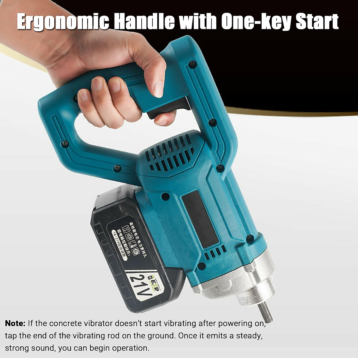 Concrete Vibrator 5000RPM 110v 800W Electric Vibrator Portable Hand Held Power Concrete Vibrators with 1m(3.3ft) vibrating rod, 2 Battery and Charger, One-key Start