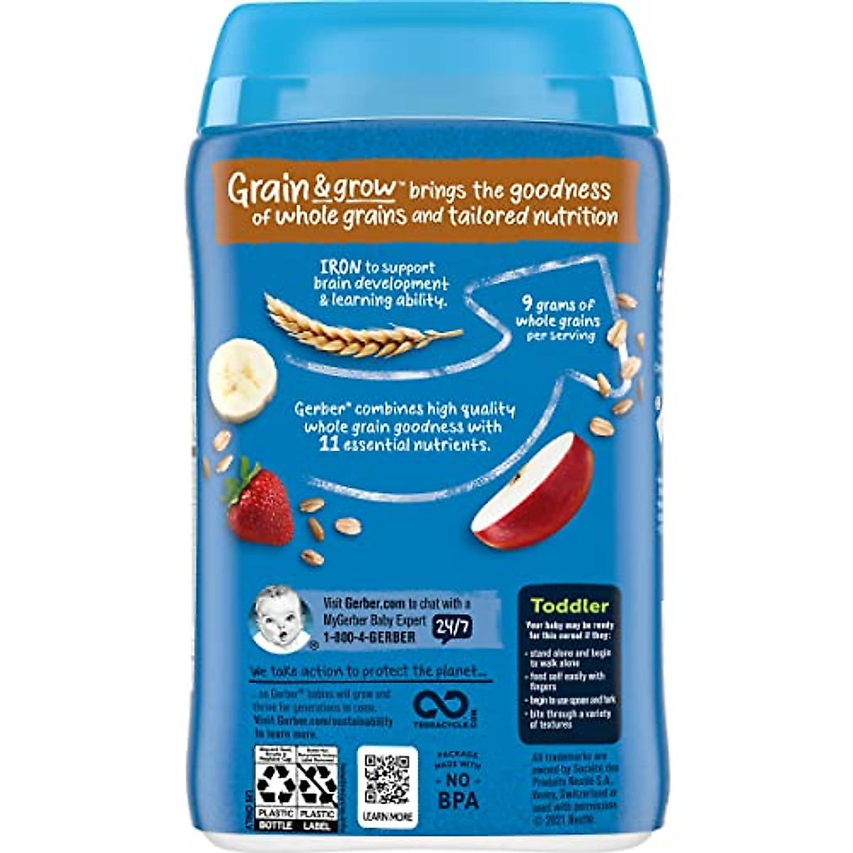 Gerber Baby Cereal Hearty Bits Multigrain Cereal Banana Apple Strawberry, 8 Ounce (Pack of 3)