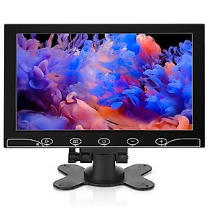 10.1 Inch Small Monitor, Raspberry Pi Monitor Built-in Speakers, Mini Monitor 1024 x 600, HDMI Monitor 60 Hz, 5ms, IPS Screen Display w/Remote Control, HDMI VGA AV BNC Input, Computer Monitor