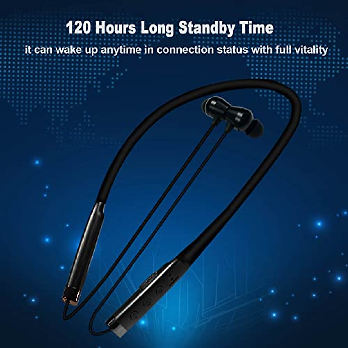 Conchpeople Neckband Bluetooth Headphones Wireless in-Ear Extra Bass Headet with Mic, V5.1 Bluetooth Earbuds 24H Playtime, 10 mm Drivers, IPX7 Waterproof for for Phone Call Music Sports (Black)