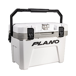Plano Frost 21-Quart Hard Cooler, Includes Dry Basket, Small, White and Black, Durable, Insulated Ice Chest for Camping, Fishing, and Tailgating
