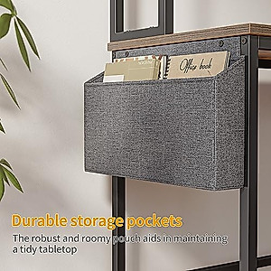 CubiCubi L Shaped Desk with Hutch, 58" Corner Computer Desk with Drawer,Home Office Gaming Table Workstation with Storage Bookshelf, Rustic Brown