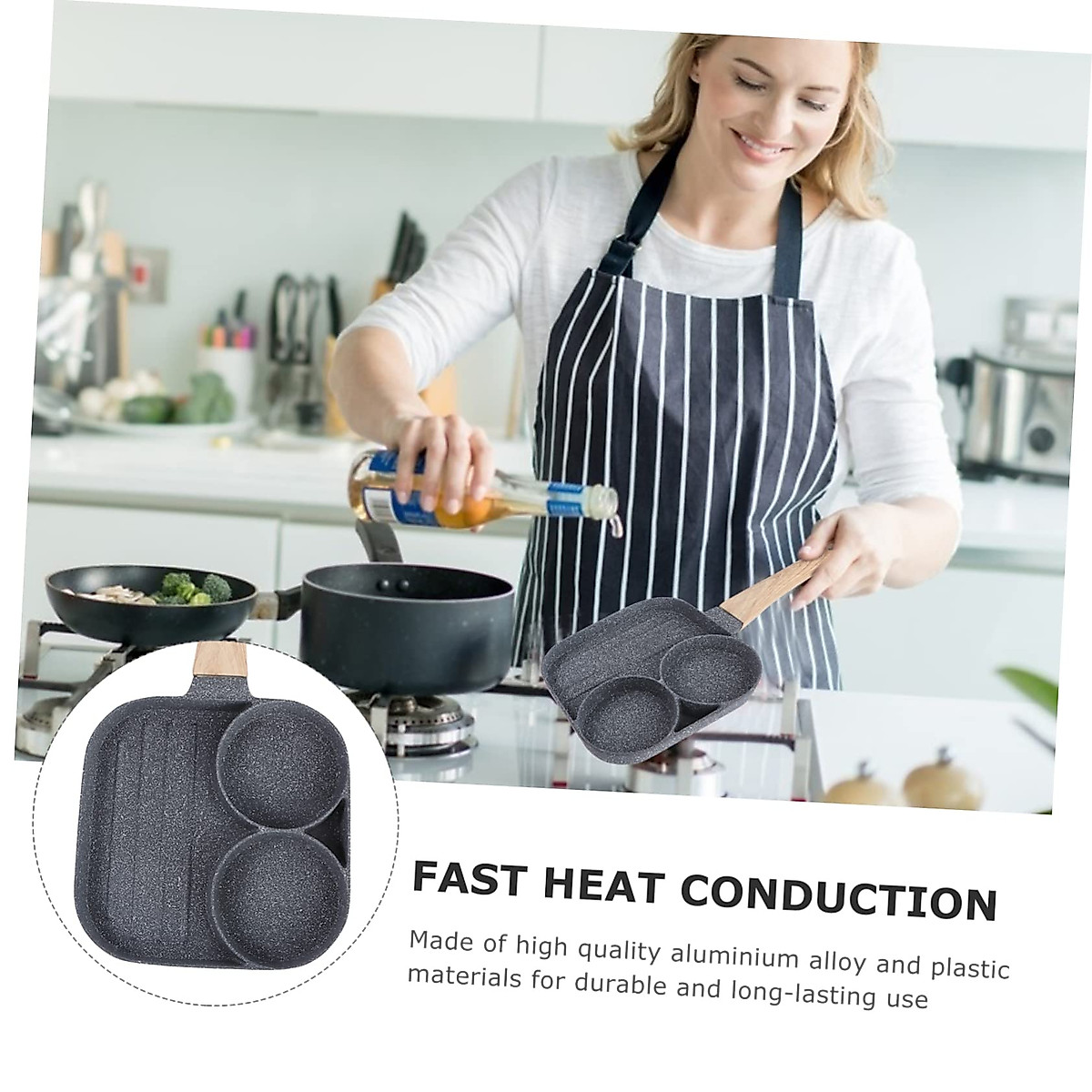 DOITOOL Poached Egg Pan Fried Egg Pan Pot Induction Cooker Aluminum Alloy Burger Pan Sandwich Making Pan Bacon Cooking Pan