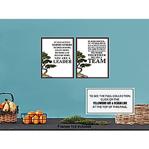 Office Wall Art Decoration Set - Motivational Decor - Leadership Saying - Gift for Boss, Manager, Team Leader, Coach, Teacher, Entrepreneur - Inspirational Quote Poster Print - Unique Photo 8X10 Set