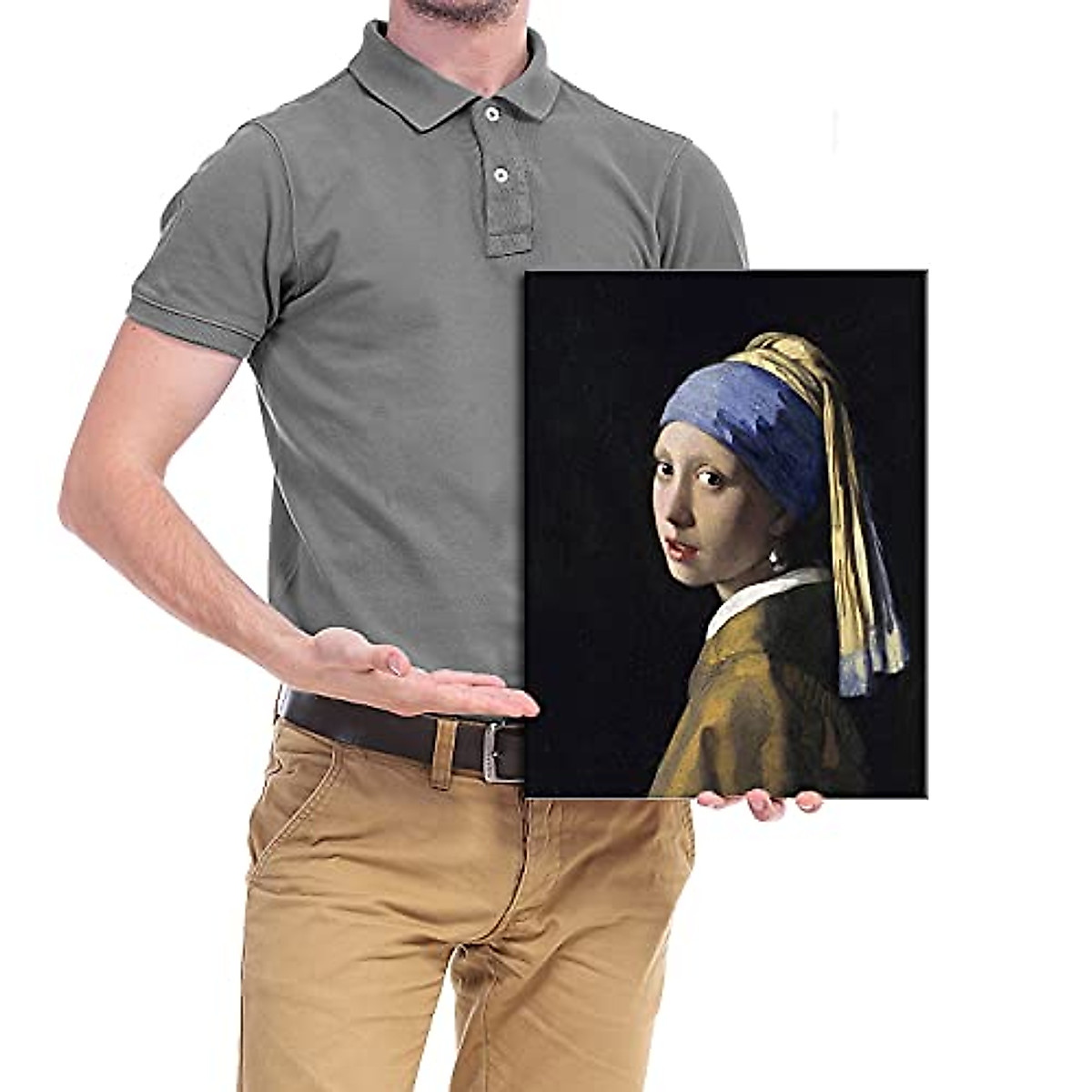Wieco Art The Girl with a Pearl Earring by Jan Vermeer Oil Paintings Reproduction Canvas Print HD Prints Artwork for Home & Office Decoration