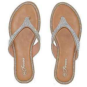 Women Fashion Rhinestones Dazzling Flip-Flops Slip On Comfort Slippers Shining Outdoor Sandals Silver (numeric_6_point_5)