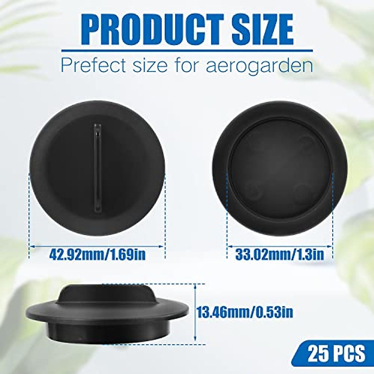 25pcs Plant Spacer Kit, Garden Plant Spacers Round Spacer Cover Plant Deck Openings for Aerogarden Indoor Hydroponic Growing System (Black)