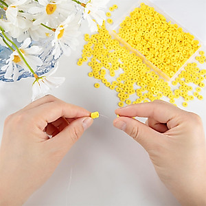 1000pcs 6mm Clay Beads with Box Package Yellow Polymer Clay Beads for Bracelets Necklace Jewelry Making (Yellow)