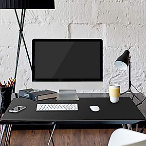 MONYES Thick Desk Pad Protector, PU Leather Desk Mat Blotters, Black Laptop Mat for Office/Home (36" x 20")