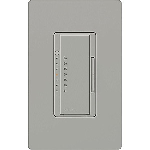 Lutron Maestro In-Wall Digital Timer, 5A Light/3A Fan, Single-Pole, MA-T51-GR, Gray