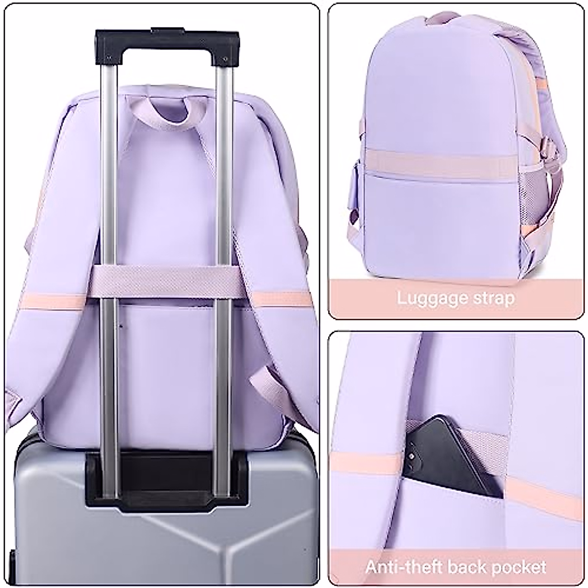 VIRTUREVI Girls Backpack for School Backapck for Teen Girls Waterproof School Bag BookBag for Girls Purple
