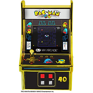 My Arcade Micro Player Mini Arcade Machine: Ms. Pac-Man Video Game & Pac-Man 40th Anniversary Micro Player, Fully Playable, 6.75 Inch Collectible, Full Color, Gold Plated, Yellow