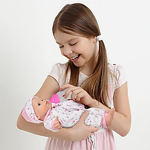 Gift Boutique - 12 Inch Soft Body Baby Doll in Gift Box, Baby Doll with Bottle and Pacifier, Blanket and Pink Floral Clothes