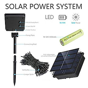 woohaha Solar Fairy String Lights Outdoor Waterproof, 2 Pack 33ft 100LED Solar Powered String Lights for Christmas Patio Home, Wedding, Party (100LED 2pcs, Warm White)