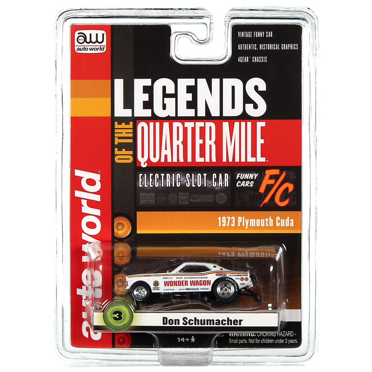 Auto World 4Gear R26 Don Schumacher - 1970s Plymouth Barracuda Wonder Wagon HO Scale Slot Car