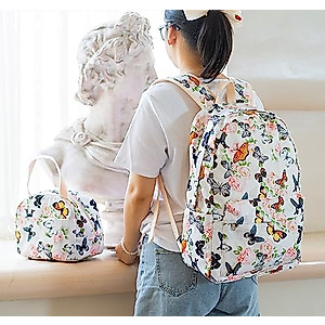 CAMTOP School Backpacks for Teen Girls Lightweight Elementary Middle Backpack Bookbags Set Medium(17 Inch,Butterfly Rose)