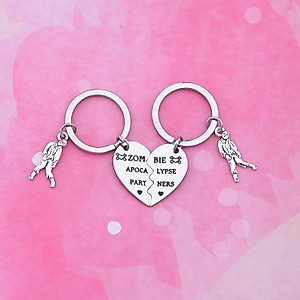 MYOSPARK Zom-bie Apocalypse Partners Broken Heart Keychain Set Walking Dead Gift For BFF Best Friends Partners (Zom-bie Apocalypse Partners Keychain Set)