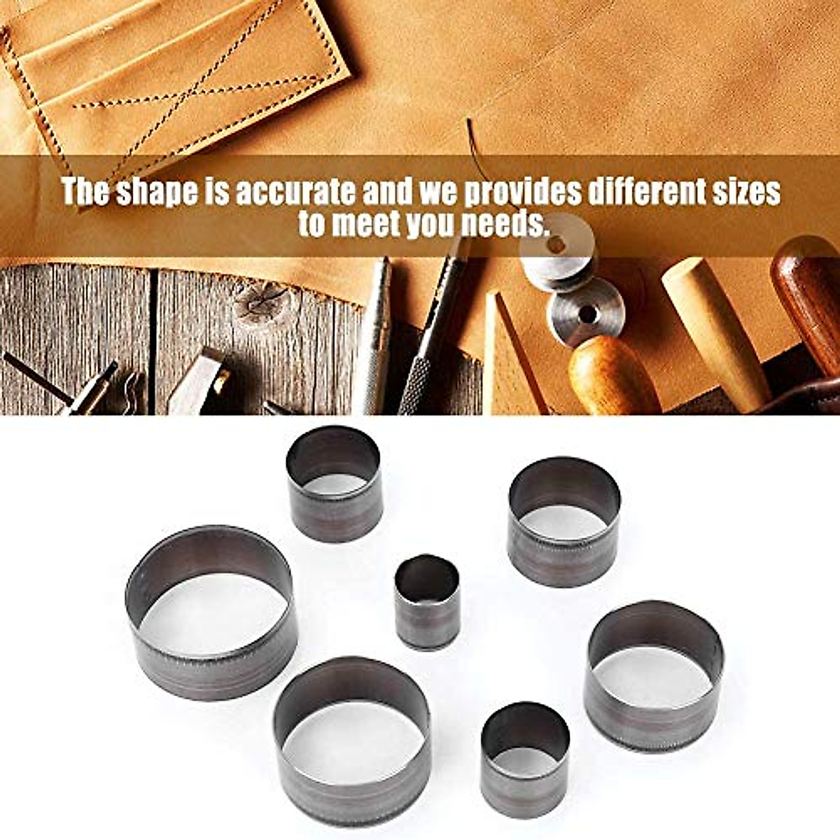XILEWHZF Leather Cutting Dies Set,7 Pcs Leather Punching Tool,Shape Round Cutting Mold Punching Die Set for Handmade DIY Leather Craft