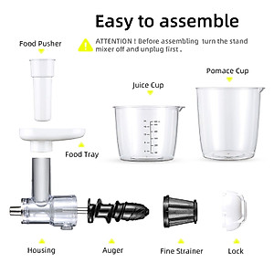 Masticating Juicer Accessories, Gdrtwwh Juicer Machines Attachments Compatible with All KitchenAid Stand Mixers and Cuisinart SM-50BC/SM-50R/SM-50TQ/SM-50BL/SM-50BK Stand Mixers,Black