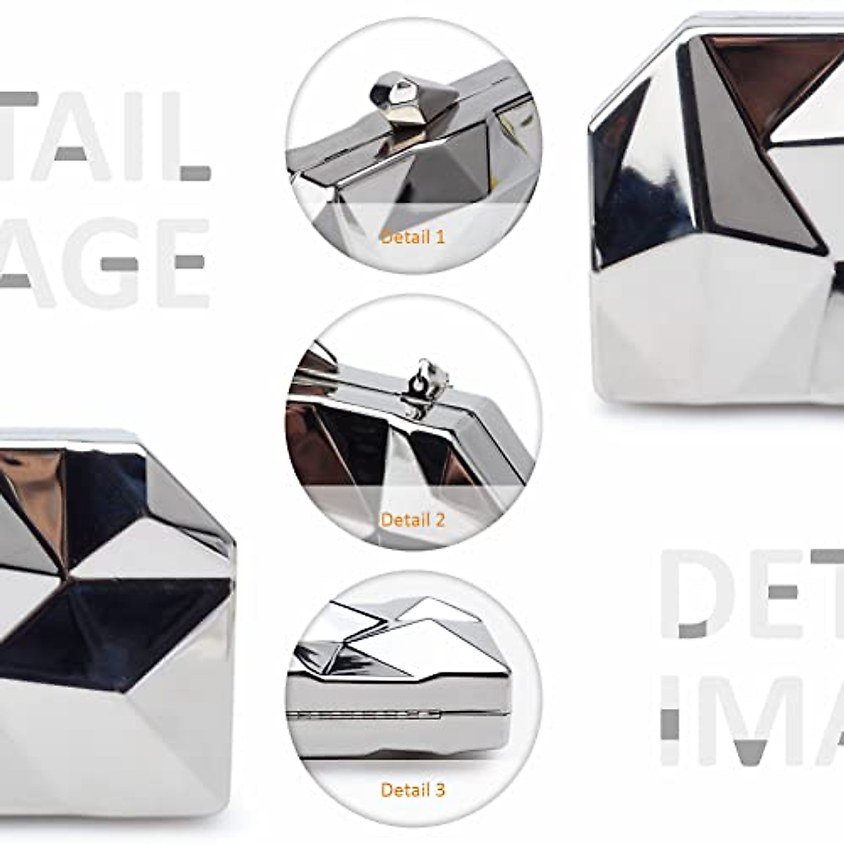 Emprier Womens Geometric Metal Evening Clutch Purse Fashion Small Evening Shoulder Bags Box Clutch Bags