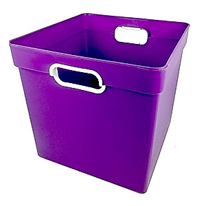 Romanoff ROM72506-3 Plastic Cube Bin, 11.5 x 11-Inch x 10.5-Inch, Purple, Pack of 3