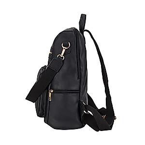Women’s Fashion Backpack Purse With Faux Leather Purse Multipurpose Design Travel Handbag Shoulder Bag With Tassel Décor (Black)