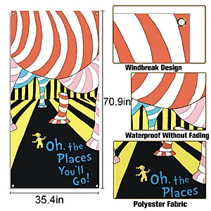 Oh The Places You'll Go Door Cover Graduation Travel Party Decor Front Door Porch Banner Photography Decoration